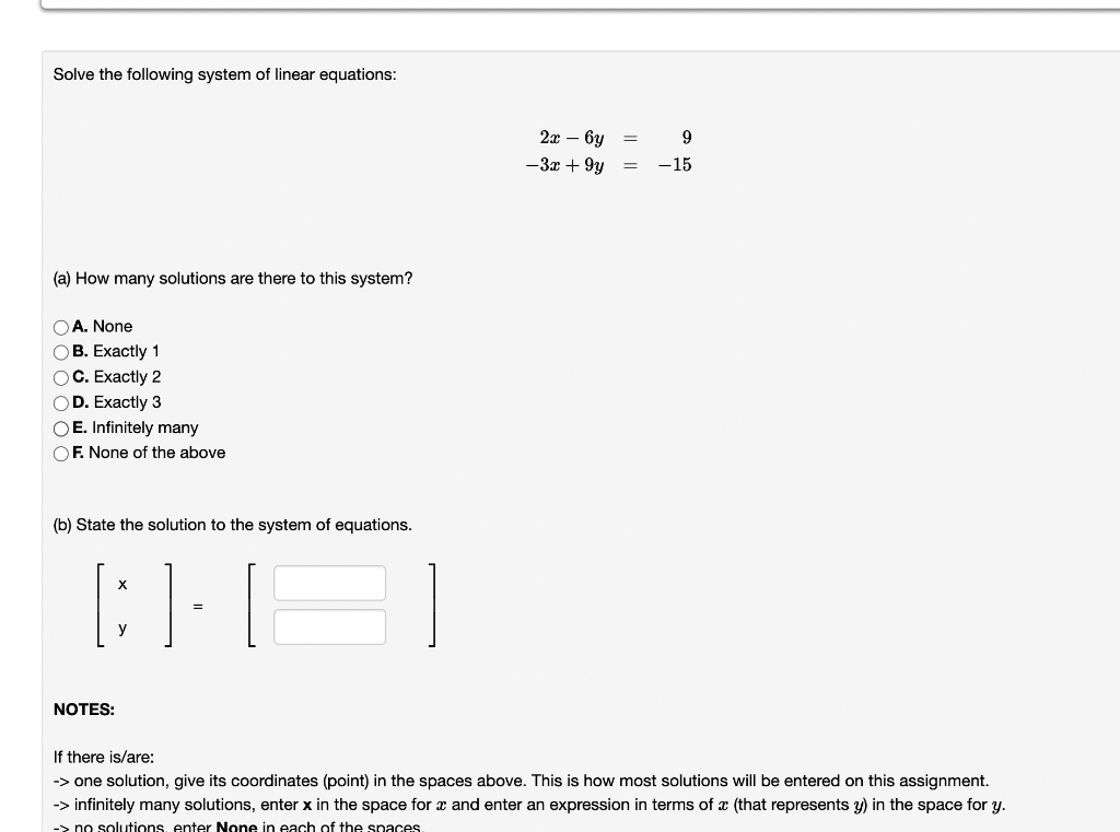 Solved Solve the following system of linear equations: | Chegg.com