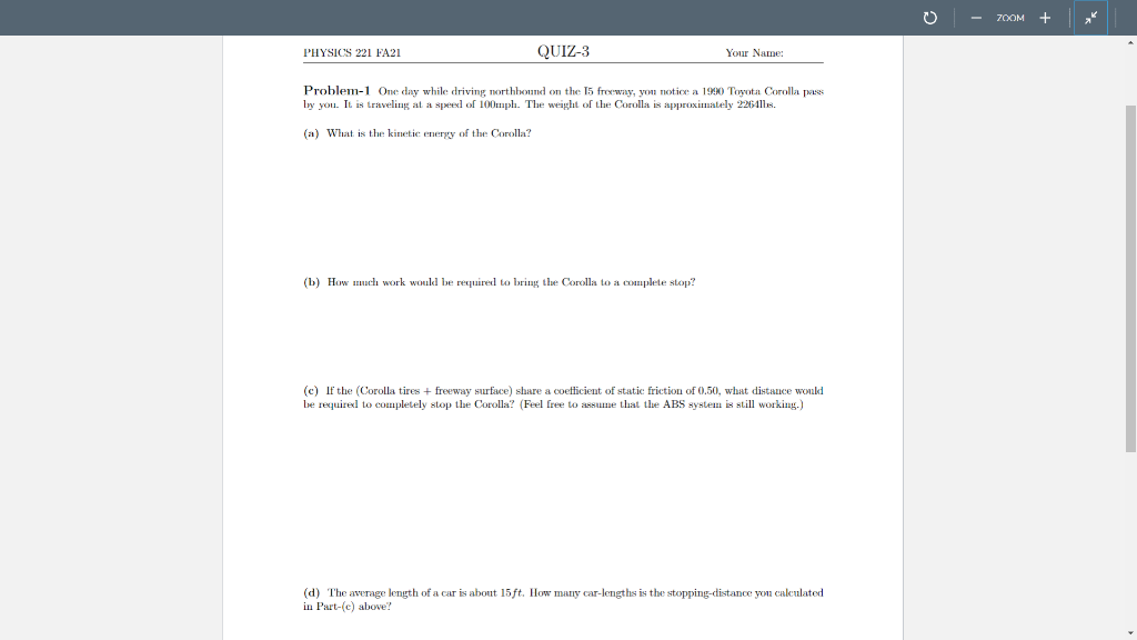 Solved 0 - ZOOM PHYSICS 221 FA21 QUIZ-3 Your Name Problem-1 | Chegg.com