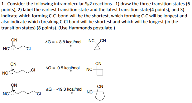 Solved 1. Consider the following intramolecular Sn2 | Chegg.com