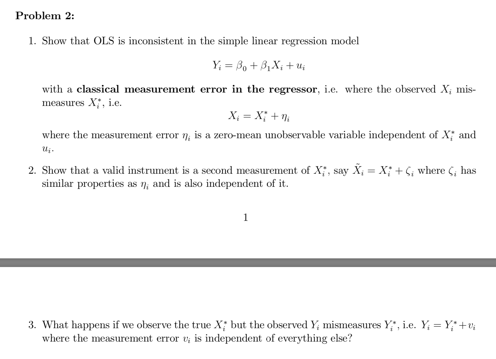 Problem 2: 1. Show that OLS is inconsistent in the | Chegg.com