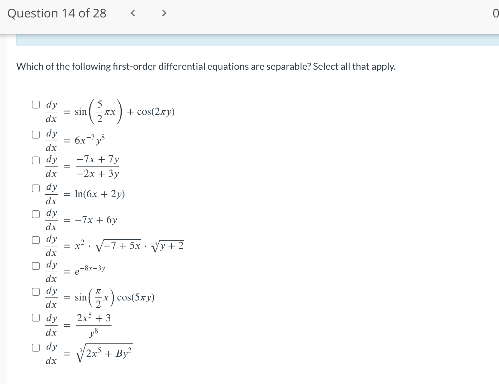Solved Which of the following first-order differential | Chegg.com