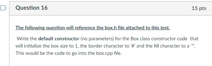 Solved The following question will reference the box.h file | Chegg.com