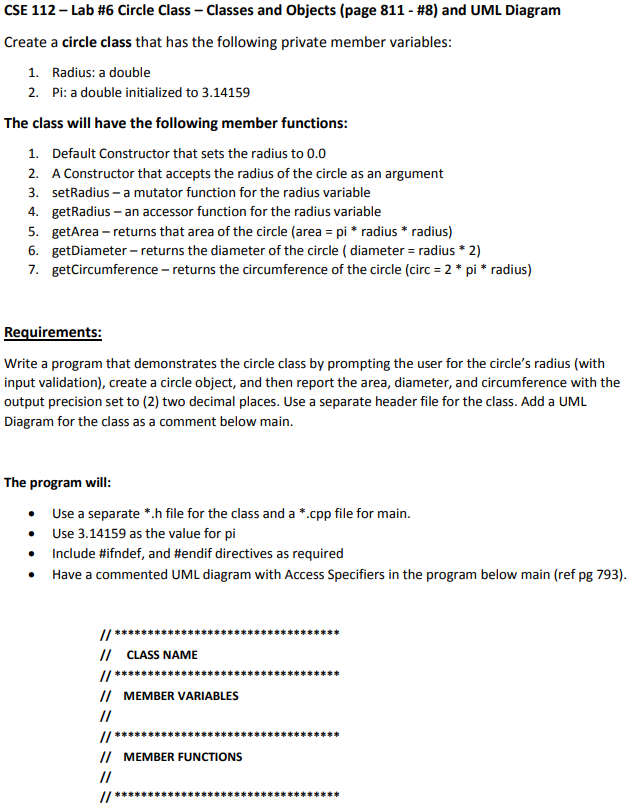 Solved Cse 112 Lab 6 Circle Class Classes And Objects Page 1018