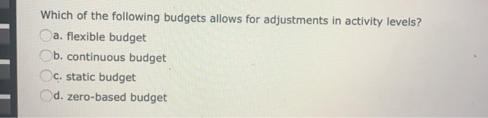 Solved Which of the following budgets allows for adjustments | Chegg.com