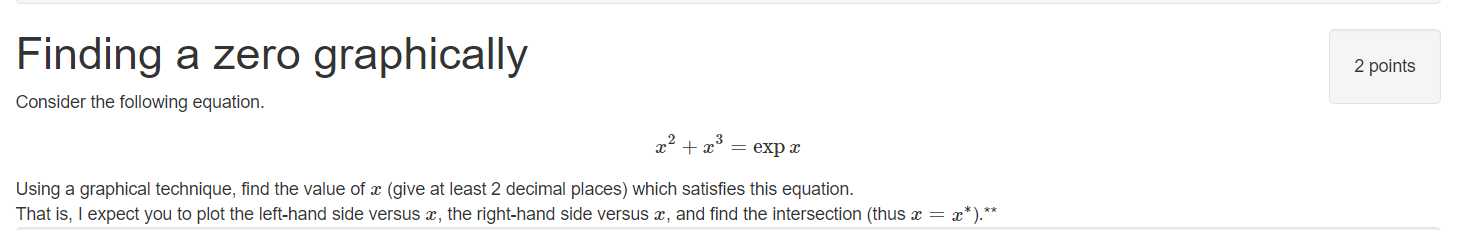 Solved Finding a zero graphically 2 points Consider the | Chegg.com