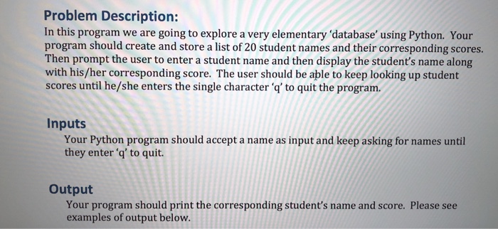 Solved Problem Description: In this program we are going to | Chegg.com