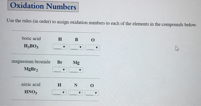 Solved Use the rules (in order) to assign oxidation numbers | Chegg.com