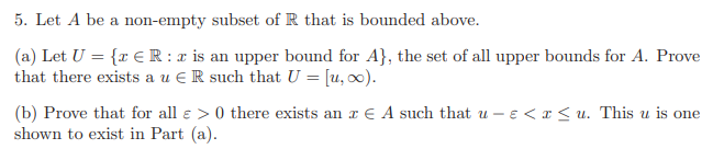 Solved 5. Let A be a non-empty subset of R that is bounded | Chegg.com