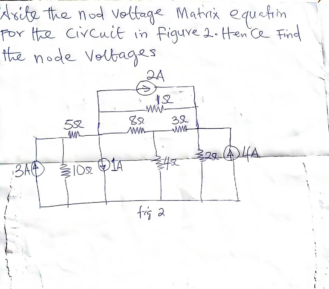 Solved Nrite the nod voltage Matrix equation For the circuit | Chegg.com