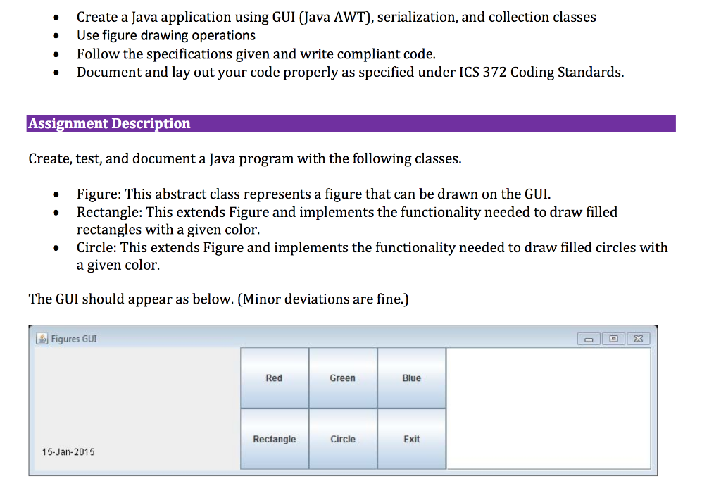 Create a Java application using GUI (ava AWT), | Chegg.com