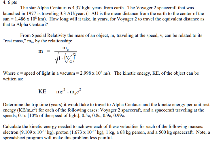 Solved 4.6ptsThe star Alpha Centauri is 4.37 ﻿light-years | Chegg.com