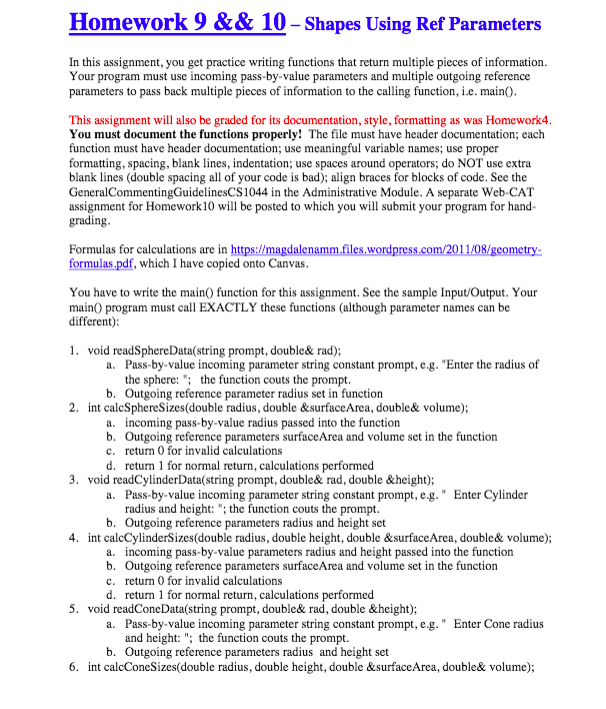 Solved Homework 9 && 10 - Shapes Using Ref Parameters In | Chegg.com