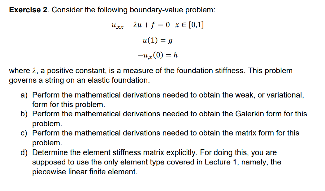 Solved Exercise 2. Consider the following boundary-value | Chegg.com