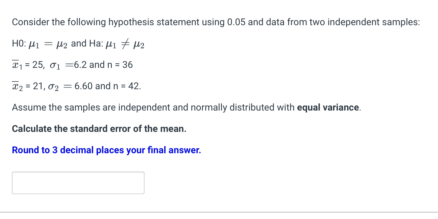 Solved Consider the following hypothesis statement using | Chegg.com