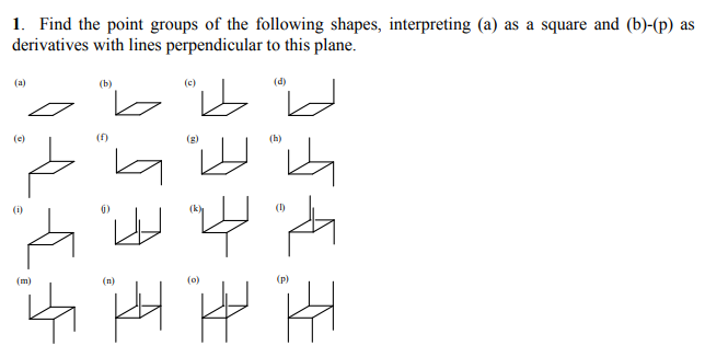 1. Find the point groups of the following shapes, | Chegg.com
