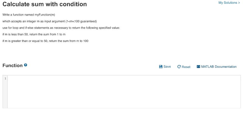 Solved Calculate sum with condition My Solutions > Write a | Chegg.com