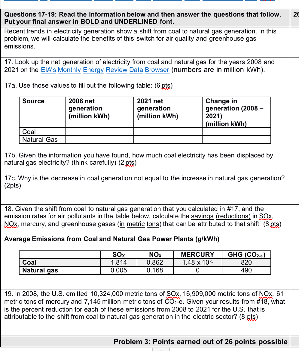Solved Questions 17-19: Read the information below and then | Chegg.com