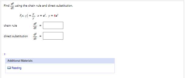 Solved Find dtdf using the chain rule and direct | Chegg.com