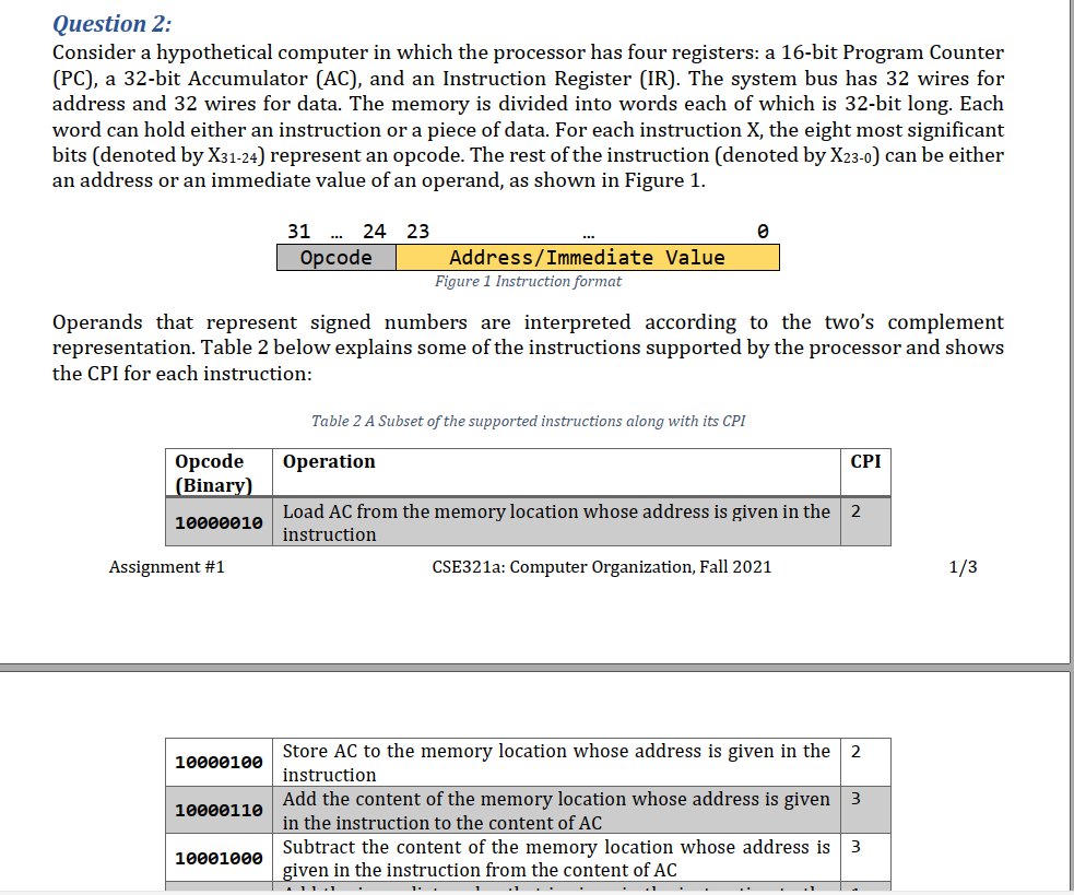 Solved Question 2: Consider a hypothetical computer in which | Chegg.com