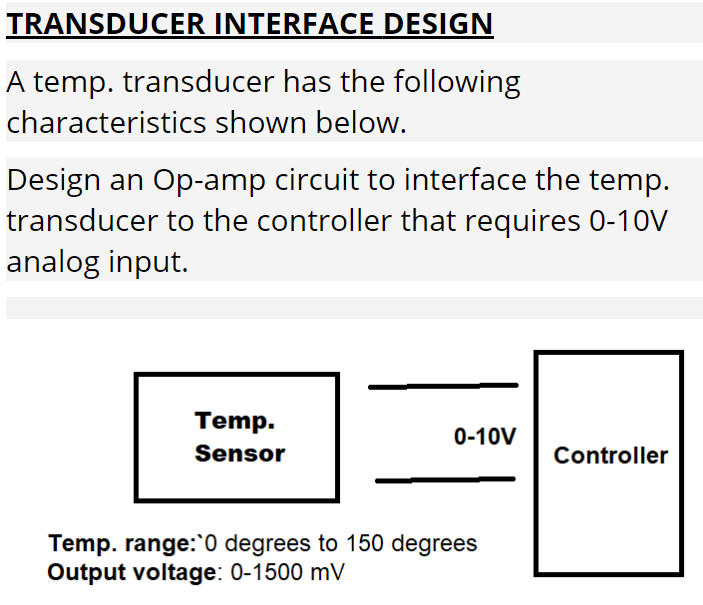 Solved TRANSDUCER INTERFACE DESIGN A temp. transducer has | Chegg.com