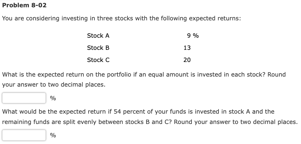 Solved You are considering investing in three stocks with | Chegg.com