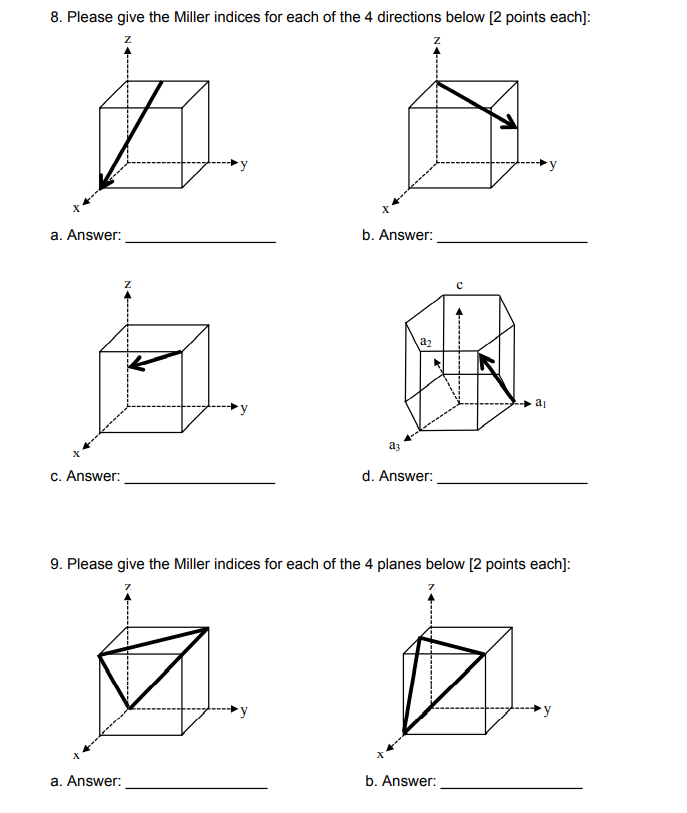 Solved 4a. What are the Miller indices of the close-packed | Chegg.com