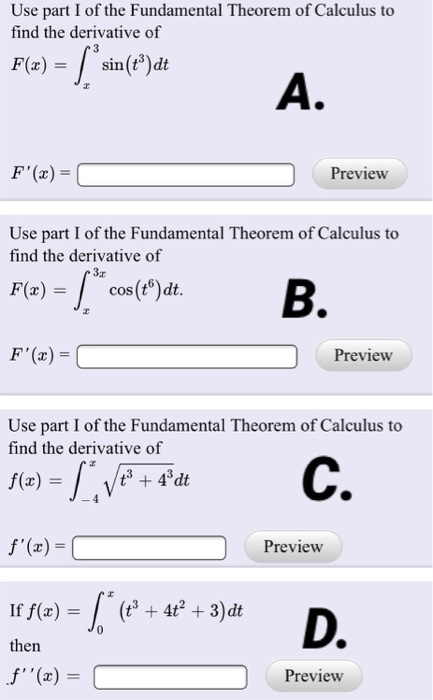 Solved Use part I of the Fundamental Theorem of Calculus to | Chegg.com
