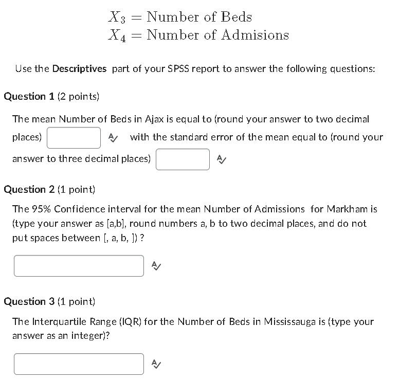 X4= Number of Admisions Use the Descriptives part of | Chegg.com