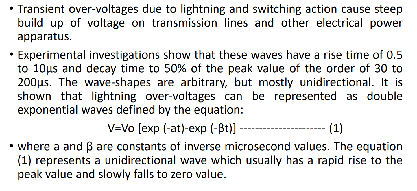 Solved - Transient over-voltages due to lightning and | Chegg.com