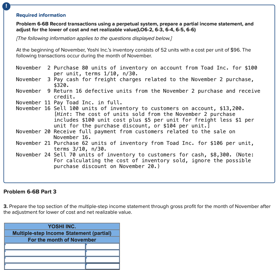 Solved Required information Problem 6-6B Record transactions | Chegg.com