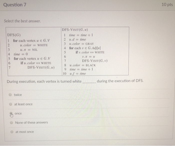 Solved Question 3 Check all that apply. DFS-VISIT (G.u) | Chegg.com