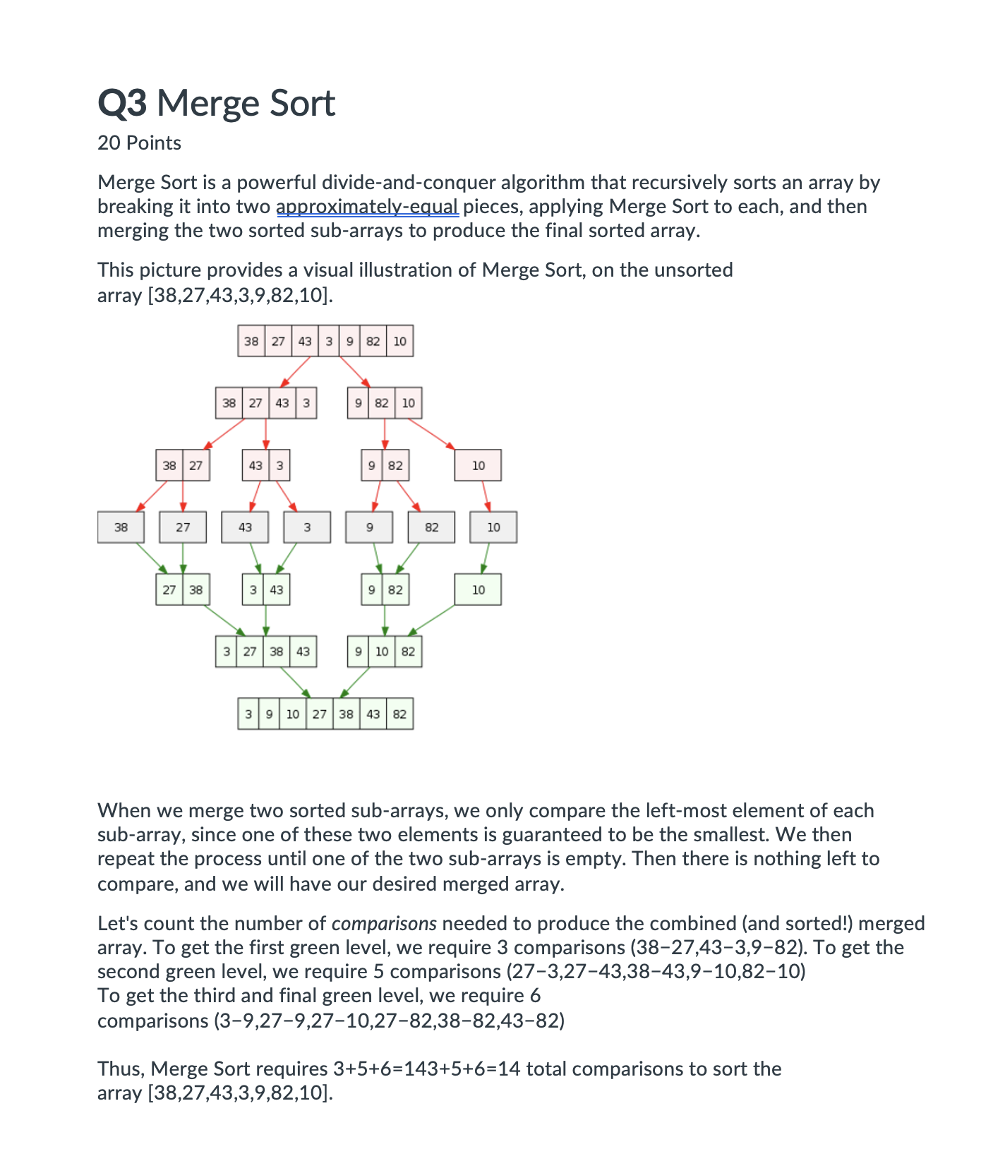 Solved Q3 Merge Sort 20 Points Merge Sort is a powerful | Chegg.com