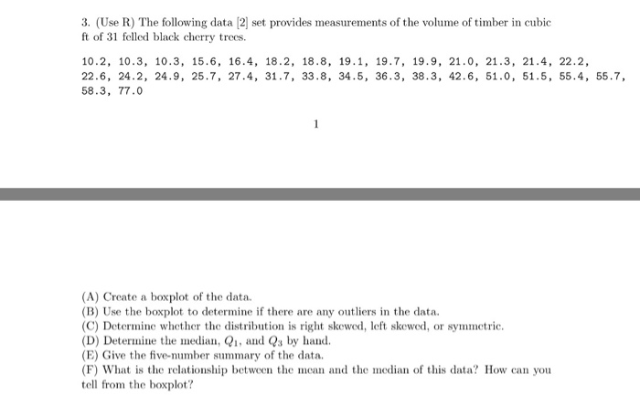 Solved 3. (Use R) The following data [2 set provides | Chegg.com