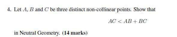 Solved 4. Let A, B and C be three distinct non-collinear | Chegg.com