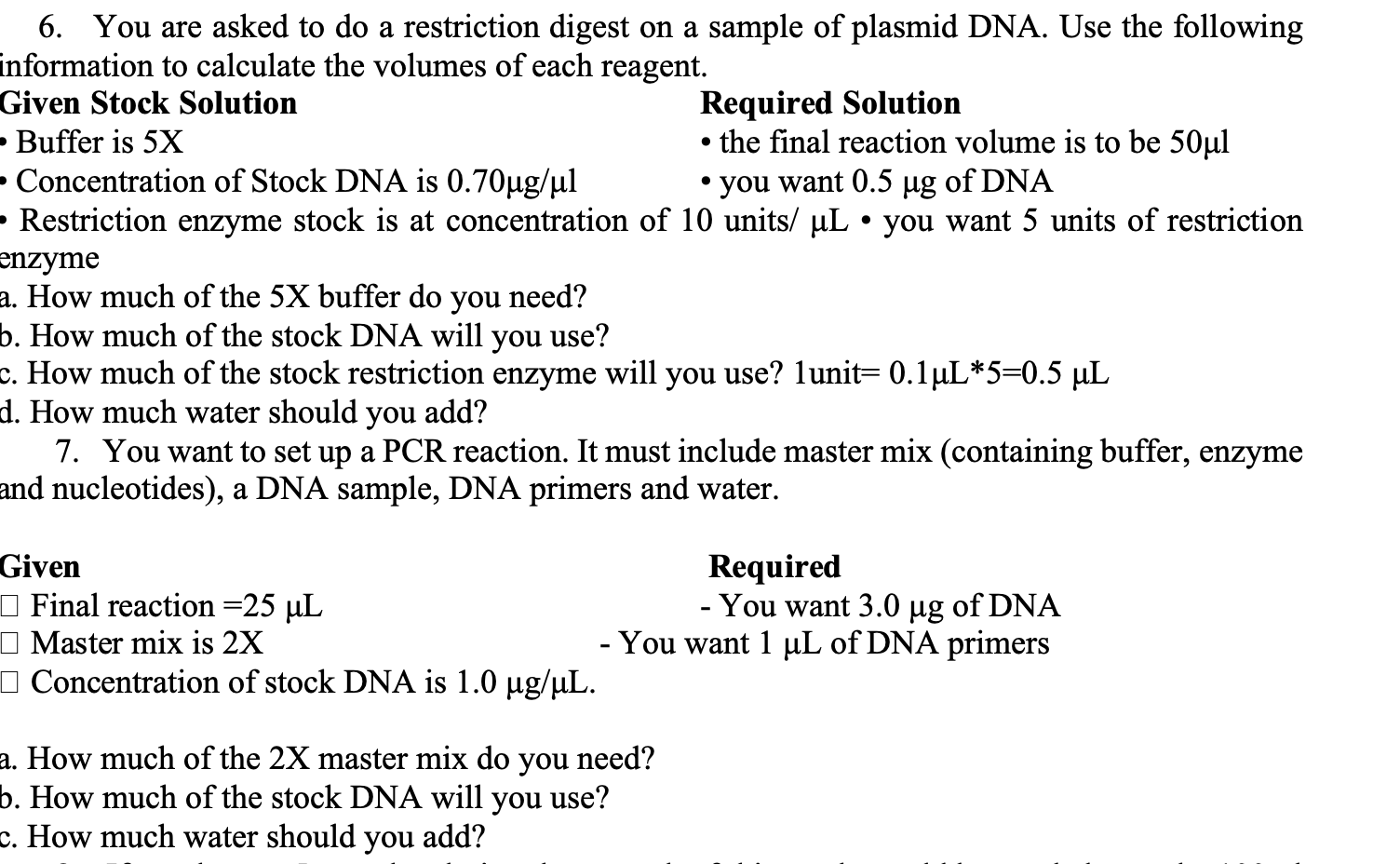 Solved 6. You are asked to do a restriction digest on a | Chegg.com