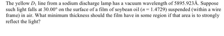 Solved The yellow D1 line from a sodium discharge lamp has a | Chegg.com