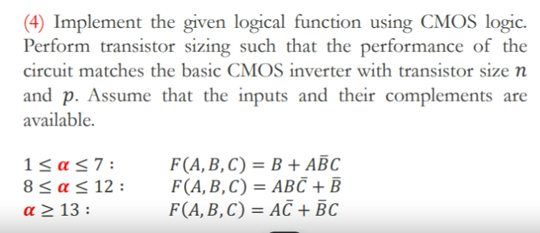 (4) Implement the given logical function using CMOS | Chegg.com