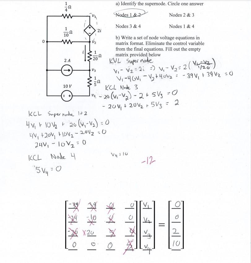 Solved B Write A Set Of Node Voltage Equations In Matrix 5433