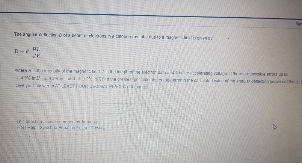 Solved Rei The angular deflection D of a beam of electrons | Chegg.com