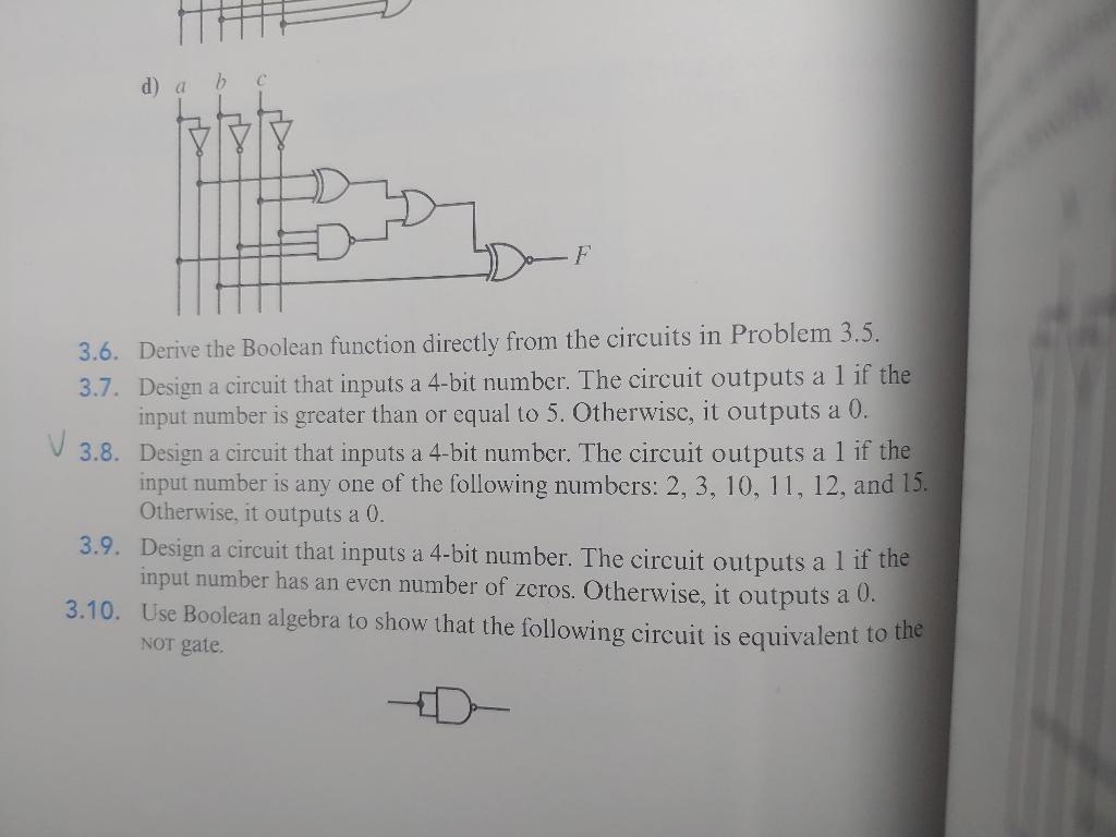 Solved c d) a b F F 3.6. Derive the Boolean function | Chegg.com