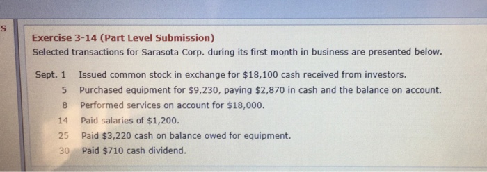 Solved Exercise 3-14 (Part Level Submission) Selected | Chegg.com