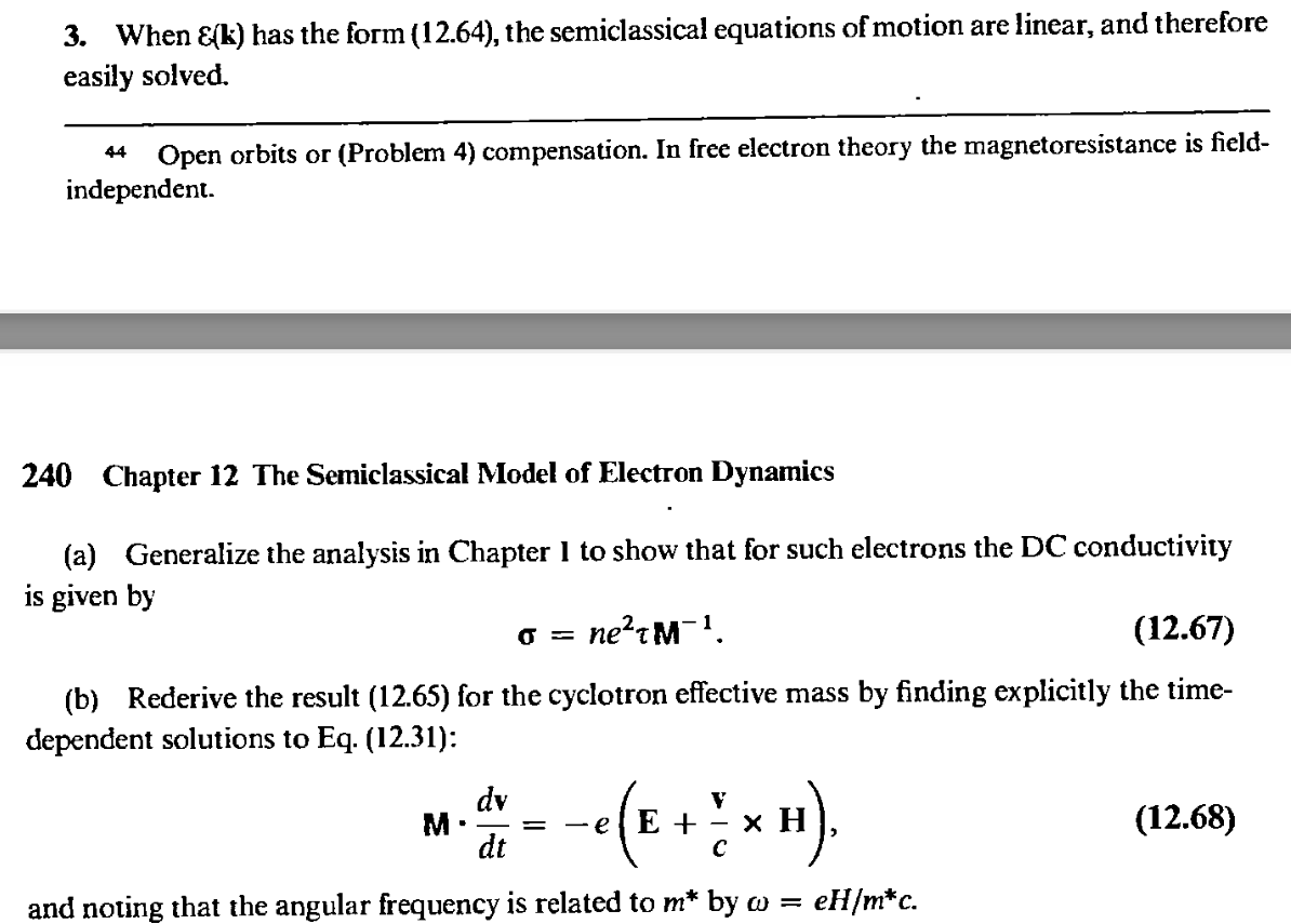 Solved When E(k) ﻿has the form (12.64), ﻿the semiclassical | Chegg.com