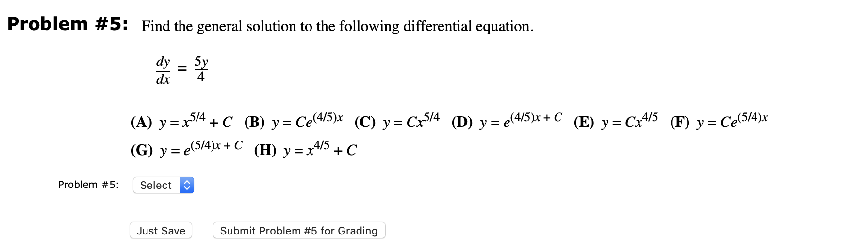 Solved Problem #5: Find the general solution to the | Chegg.com