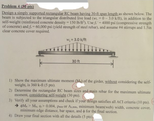 Solved Problem 4 (50 nts) Design a simply supported | Chegg.com Solved Problem 4 (50 nts) Design a simply supported | Chegg.com
