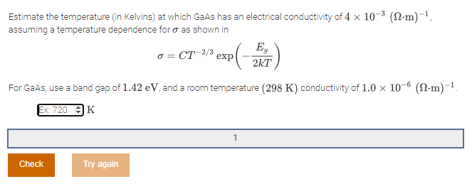 Solved Estimate the temperature (in Kelvins) at which GaAs | Chegg.com