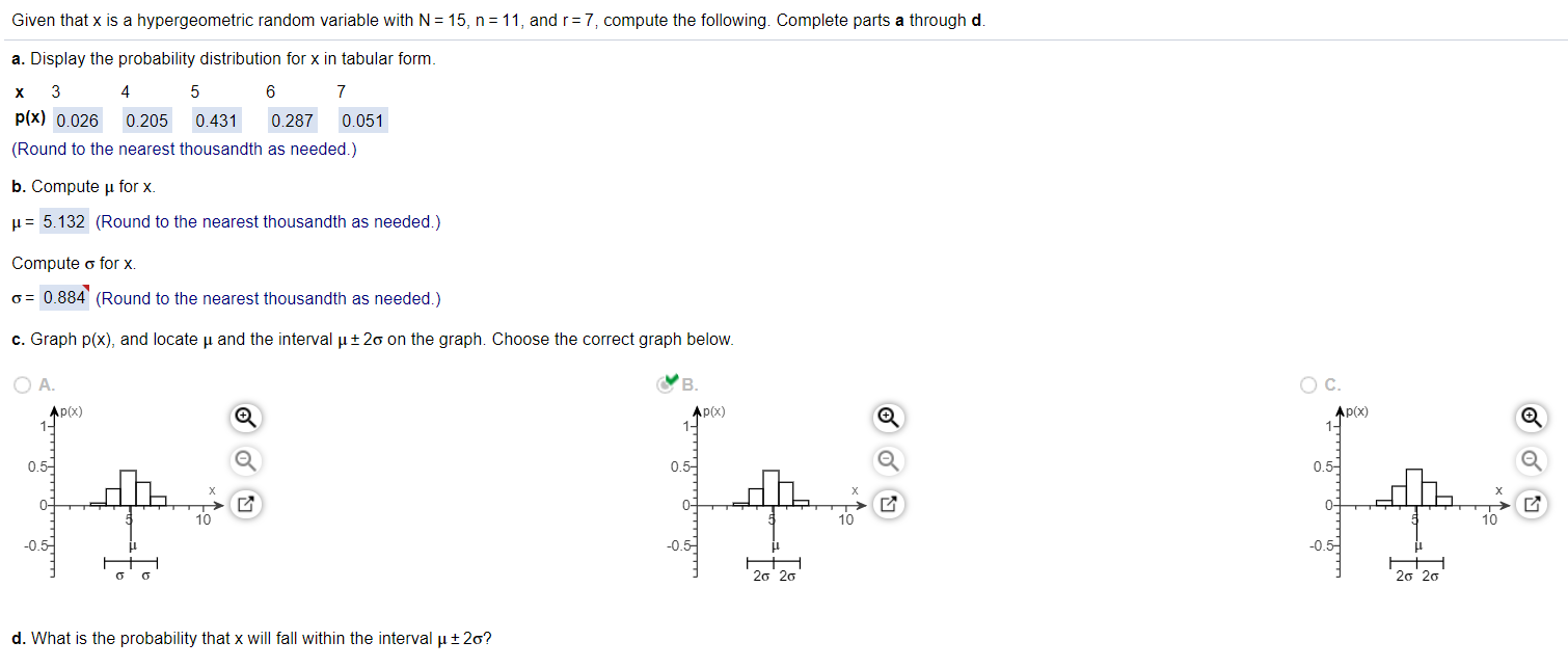 Solved Given that x is a hypergeometric random variable with | Chegg.com