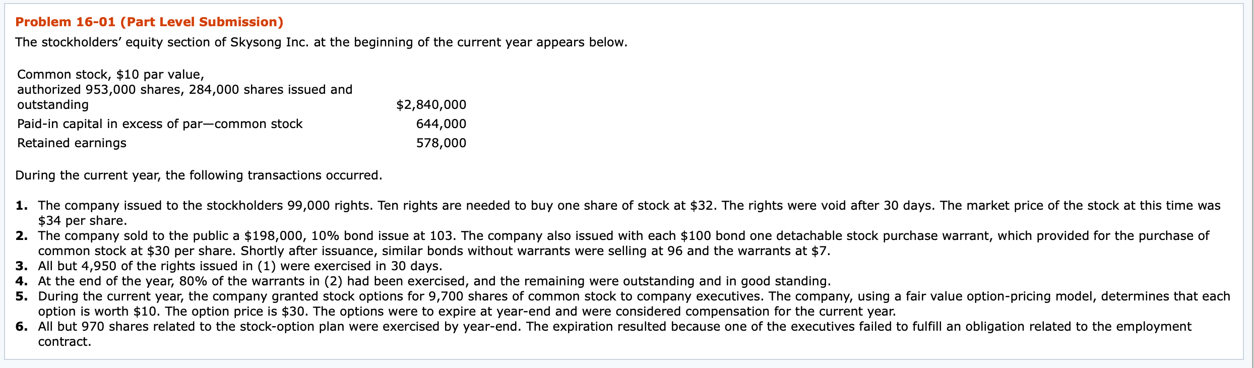 Solved Problem 16-01 (Part Level Submission) The | Chegg.com
