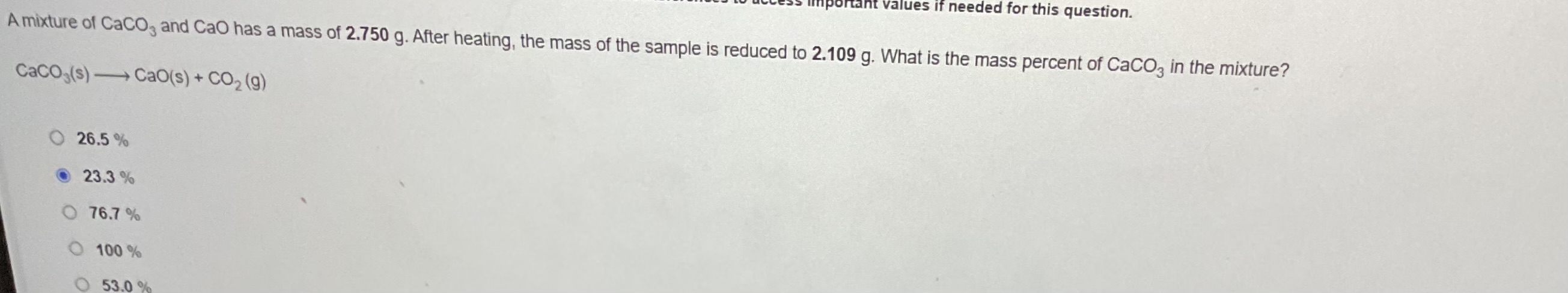 Solved A mixture of CaCO3 ﻿and CaO has a mass of 2.750g. | Chegg.com