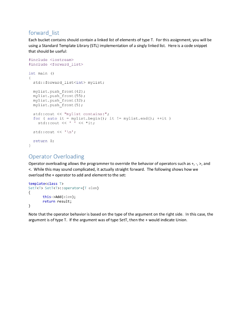Sets Introduction For this project you will implement | Chegg.com