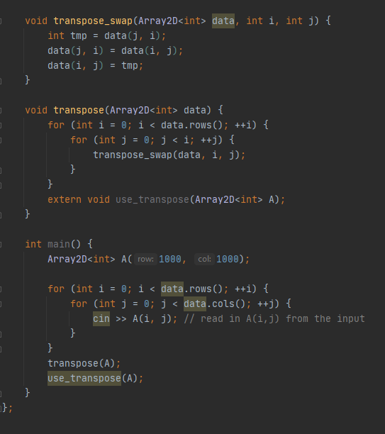 Solved The code is supposed to transpose a dynamically | Chegg.com